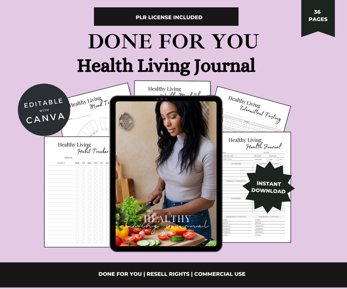 PLR Healthy Living Journal Bundle – Money from Abode